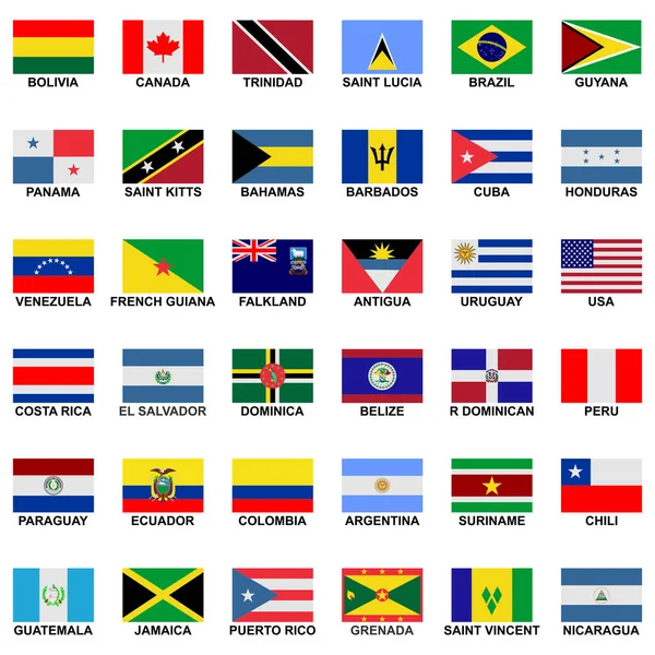 las banderas del país en la América del continente icono conjunto ...