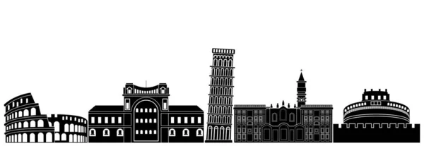 Ilustrasi Siluet Siluet Gambar Menara Condong Pizza Vektor Stok oleh ...