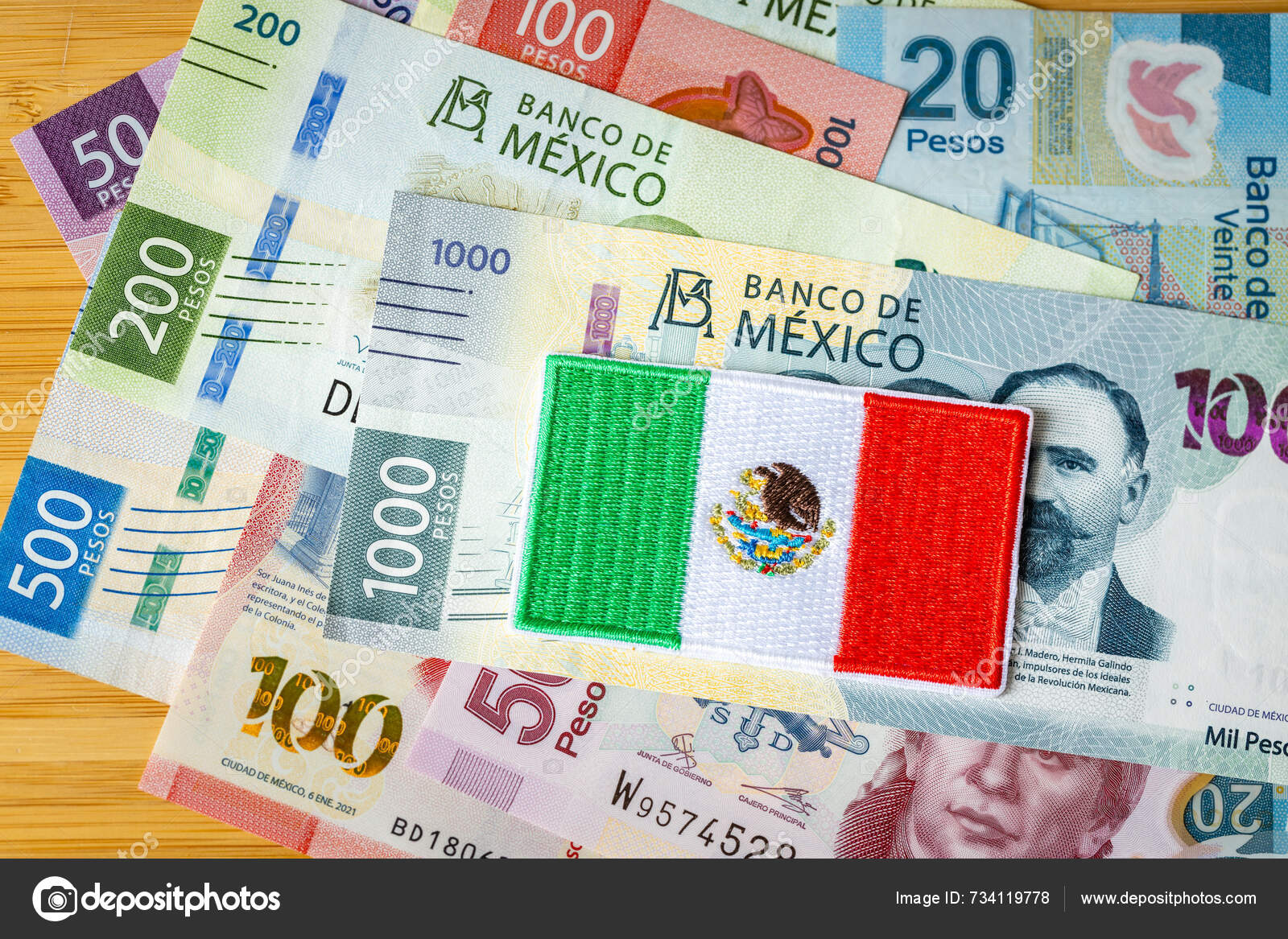 Mexico Symbol Lying Bundle Mexican Pesos Financial Concept — Stock ...