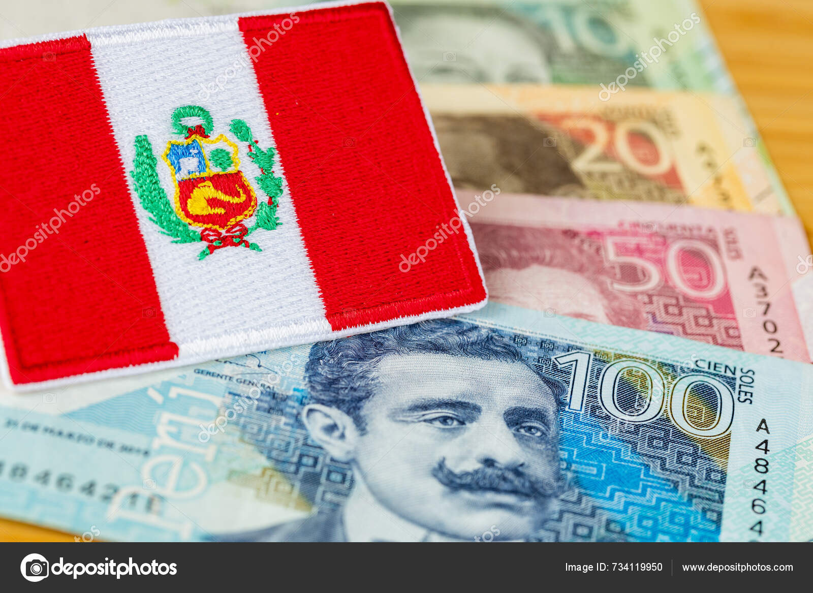 Peru Money Peruvian Banknotes Lying Table Together Symbol Country ...