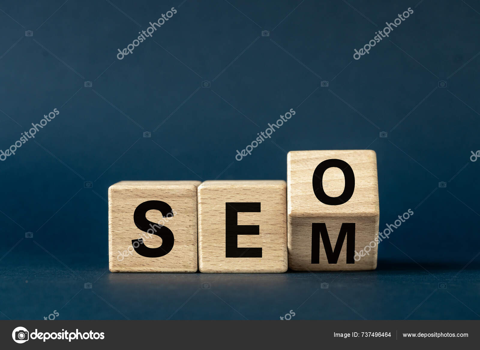 Seo Sem Symbol Rotated Wooden Block Combination Word Seo Sem — Stock ...