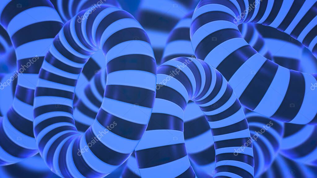 Abstract 3D Rendering of rotating circle shapes. Modern loop animation ...
