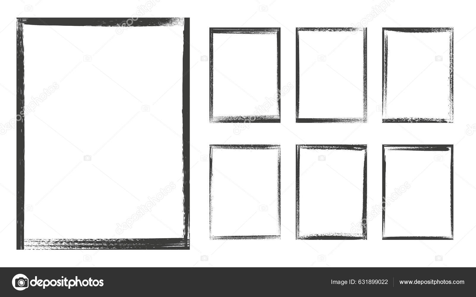 Vector Illustration Set Borders Grunge Style Dirty Frame Splash Black ...