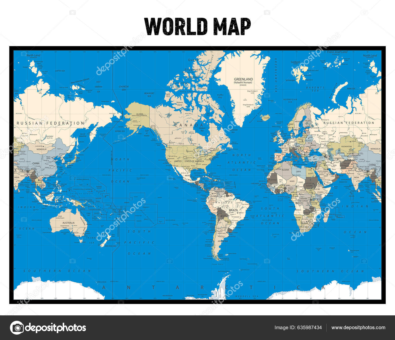 Mapa Del Mundo Completo Vector Diseño vector, gráfico vectorial ...