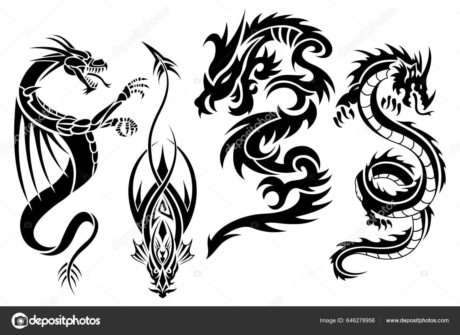 Vektor Siluet Naga Untuk Simbol Ikon Logo Vektor Stok oleh ...