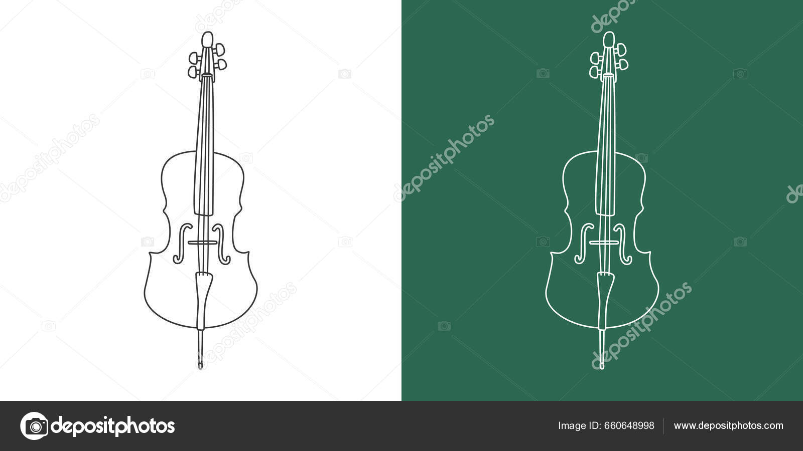 Línea Del Violonchelo Dibujo Estilo Dibujos Animados Instrumento Cuerda ...