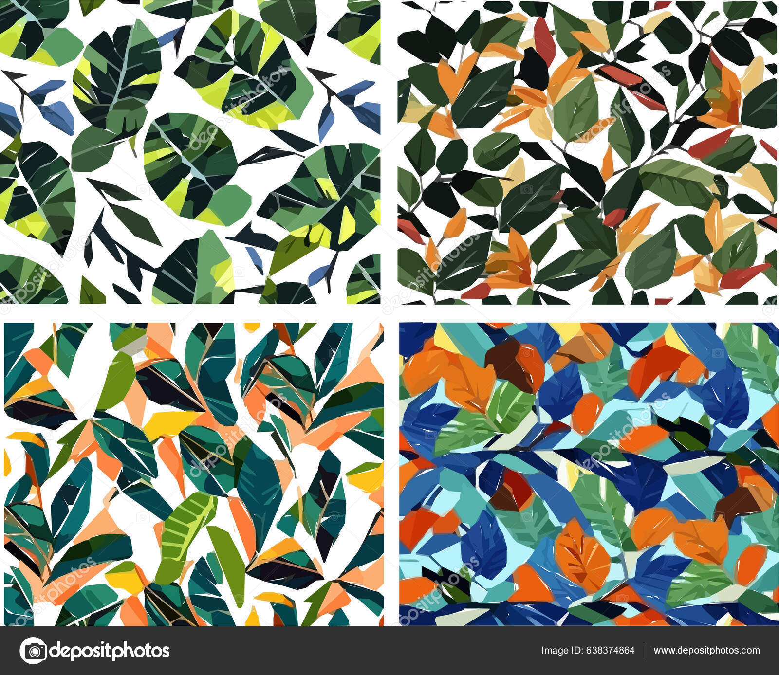 Set Colorful Leaf Patterns Stock Vector by ©JubileeRed 638374864