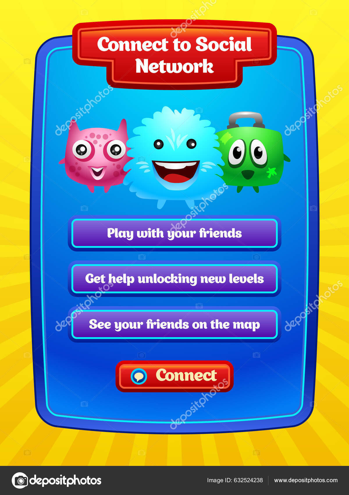 Game Interface Game Design Connect Social Network Screen Vector Eps ...