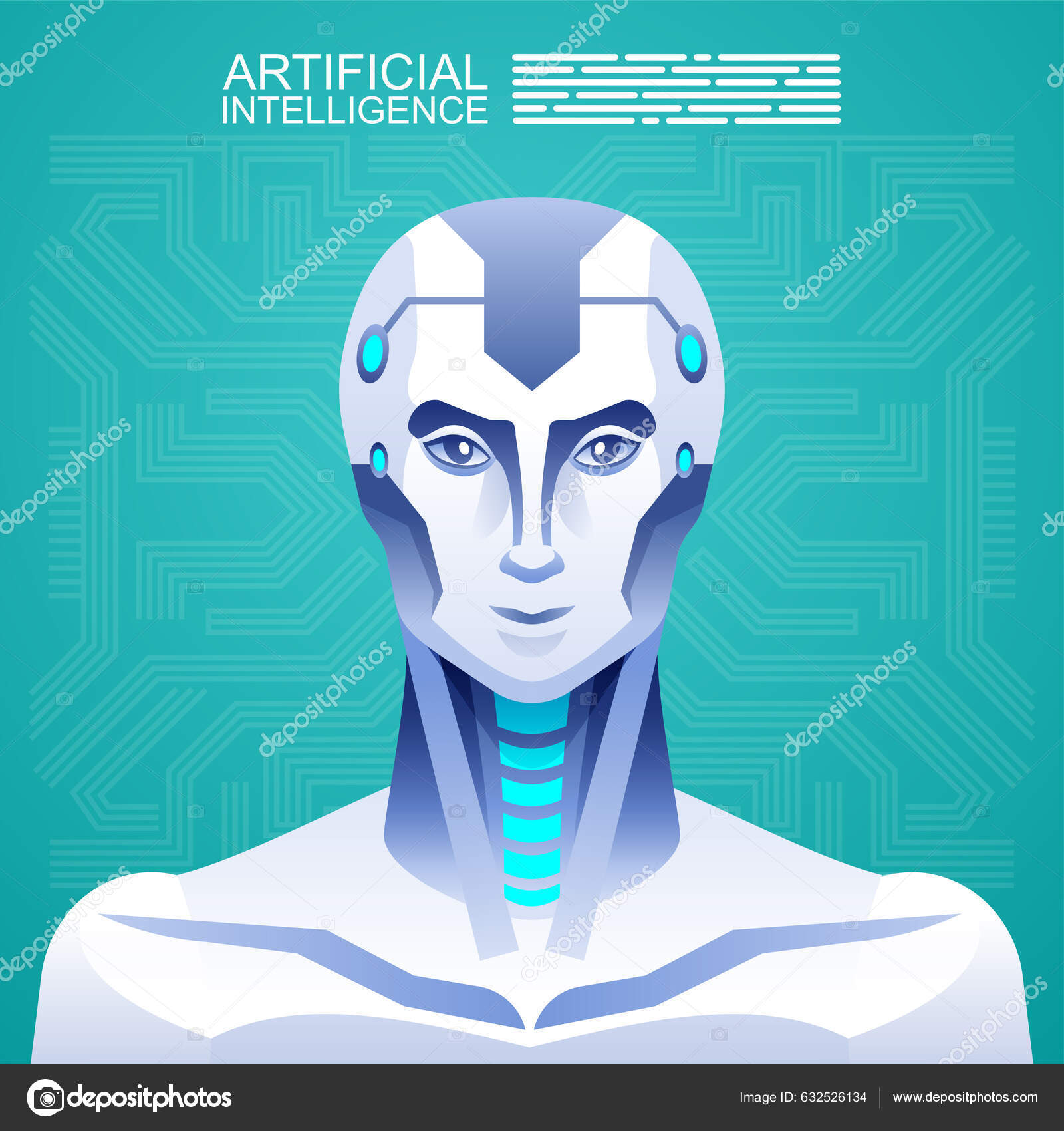 Inteligência Artificial Robot Ilustração Vetor Humano Vetor de ...