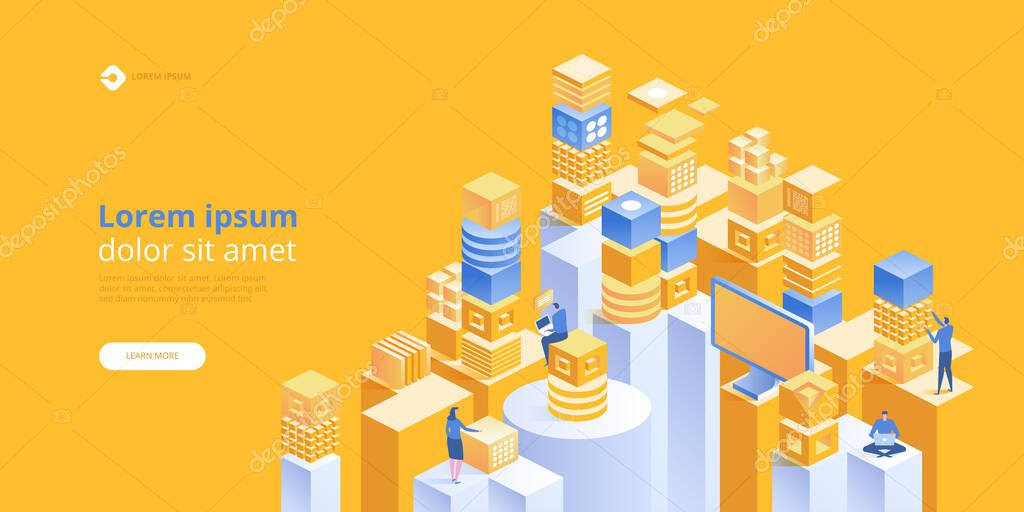 Concepto de realidad aumentada. Tecnolog a inteligente de la ciudad. Plantilla de p gina de ...