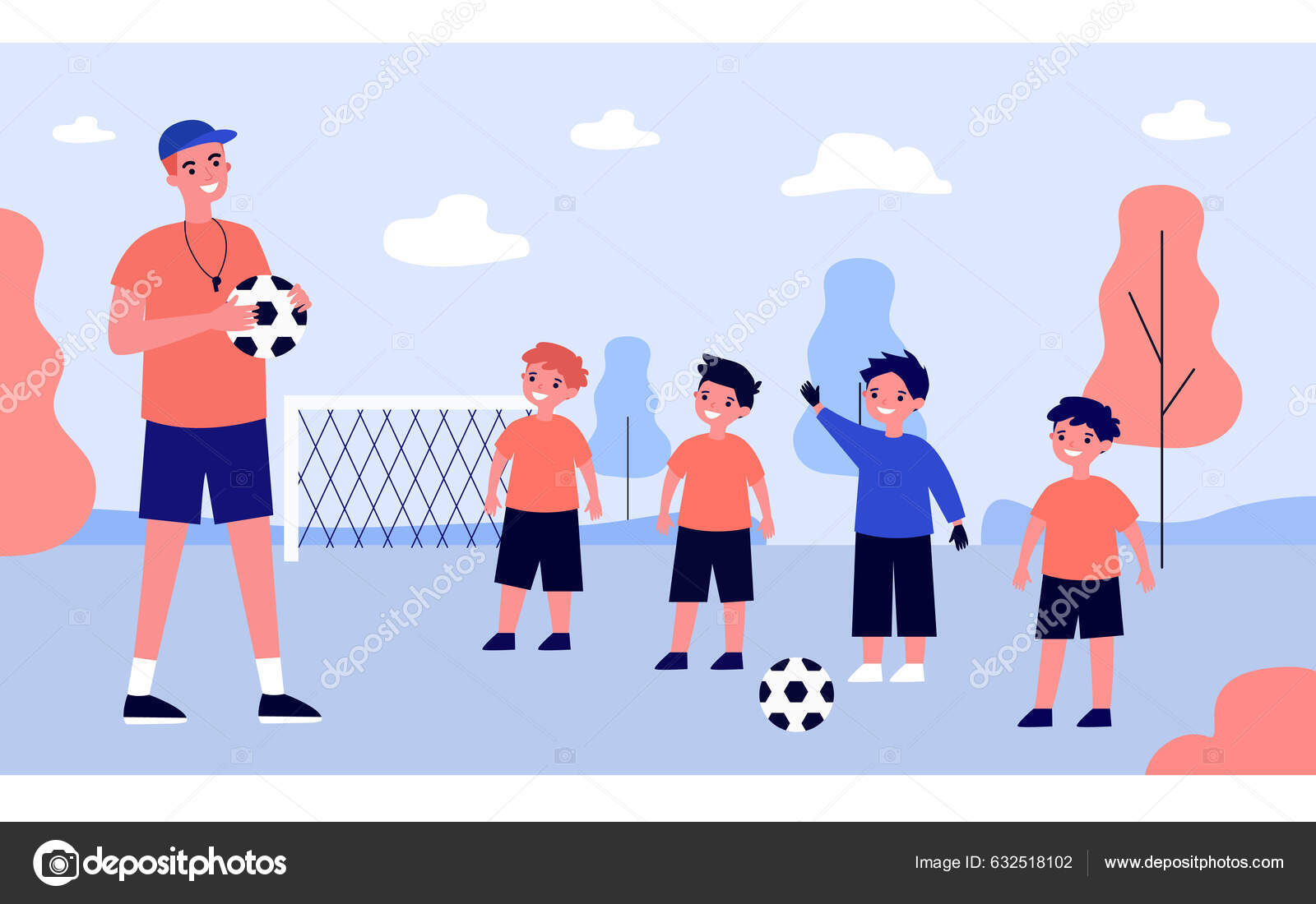 Entrenamiento Entrenador Dibujos Animados Enseñar Los Niños Jugar ...