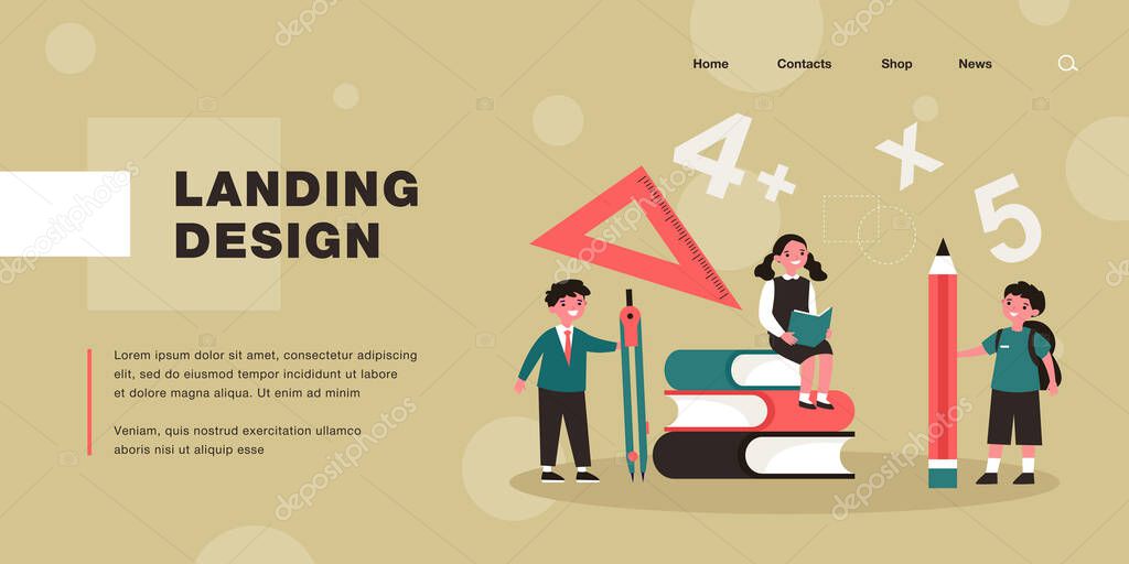 Niños Escuela Dibujos Animados Con Inmenso Estacionario Pequeños ...