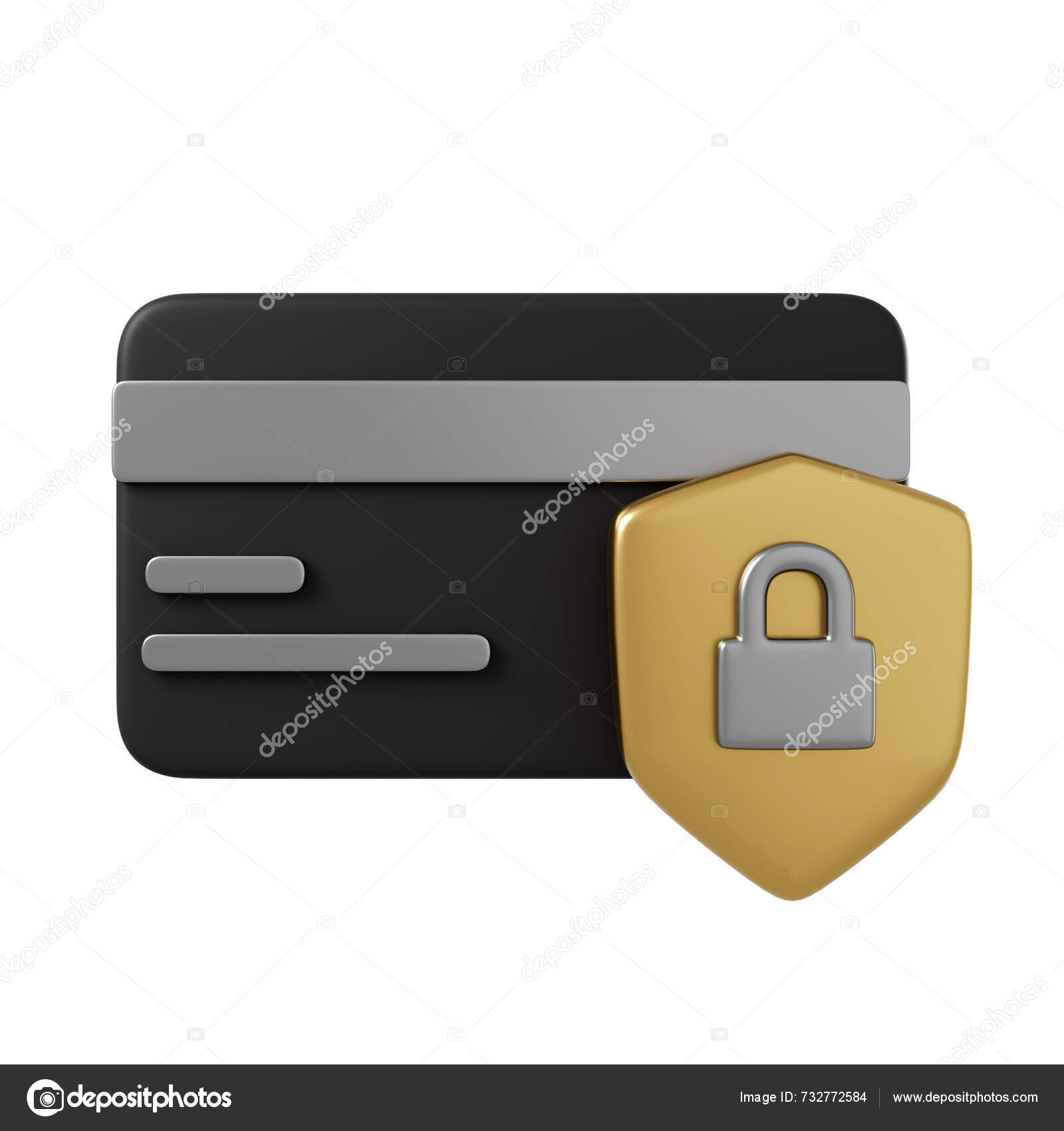 Secure Payment Illustration Credit Card Gold Shield Master Key — Stock ...