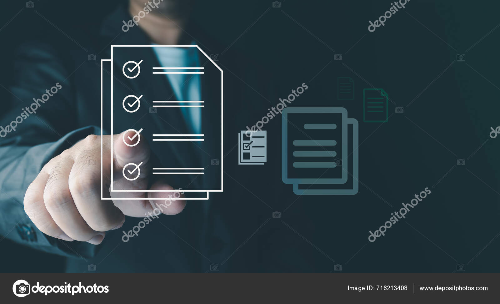Man Pointing Screen Check Mark Concept Checklist Rating System Man's ...