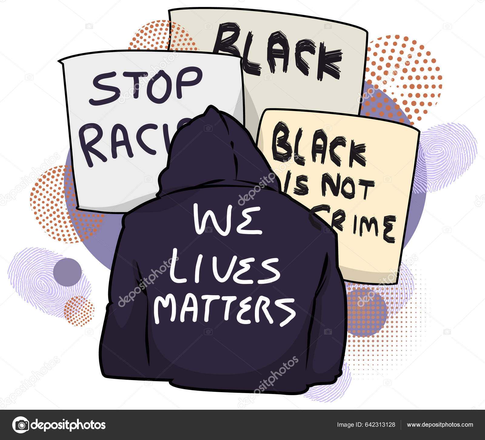 Black Lives Matter Blm Racism Statement Young African Americans Man ...