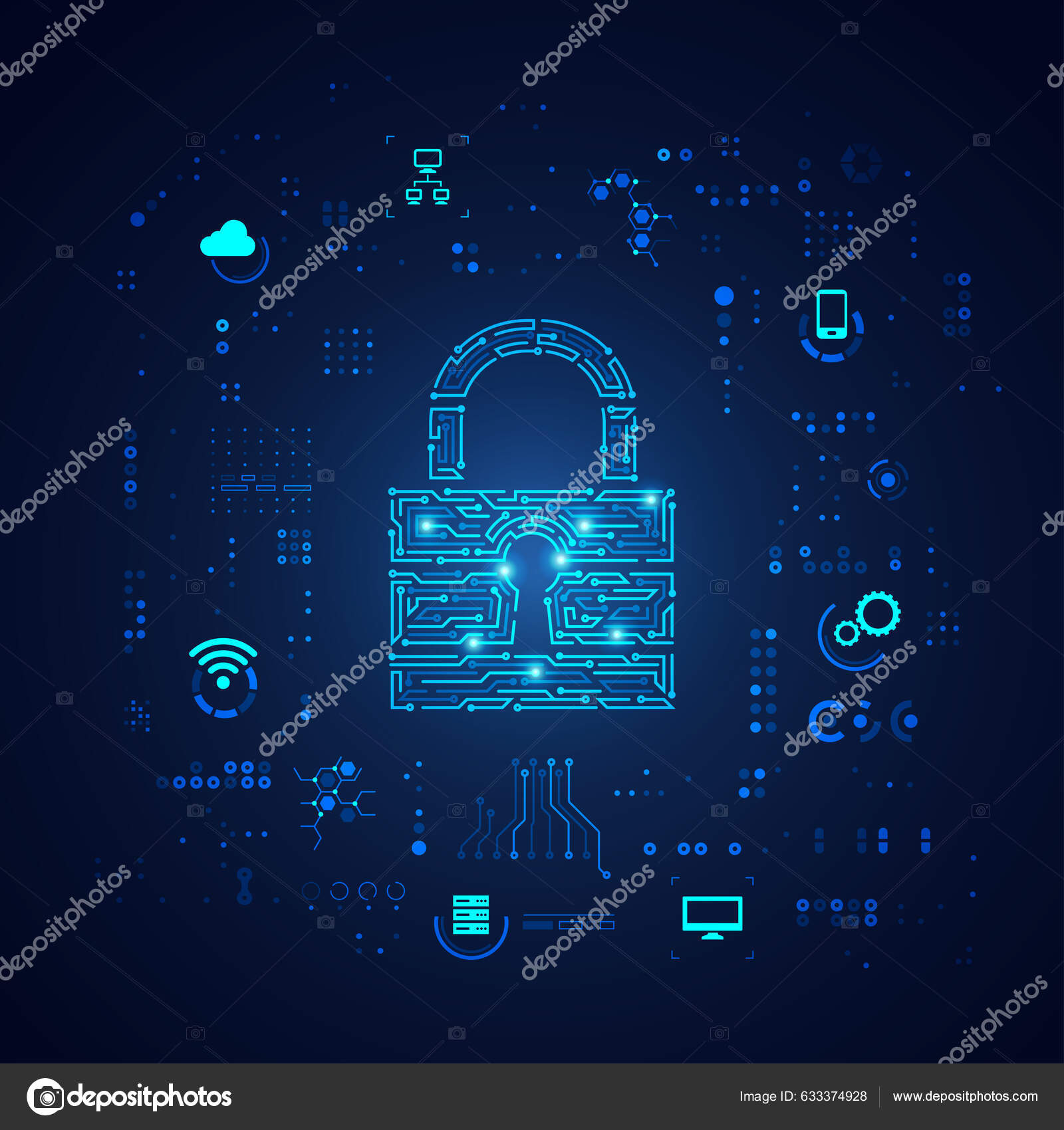 Concept Cyber Security Shape Padlock Digital Technology Element Stock Vector by ©user789547 ...