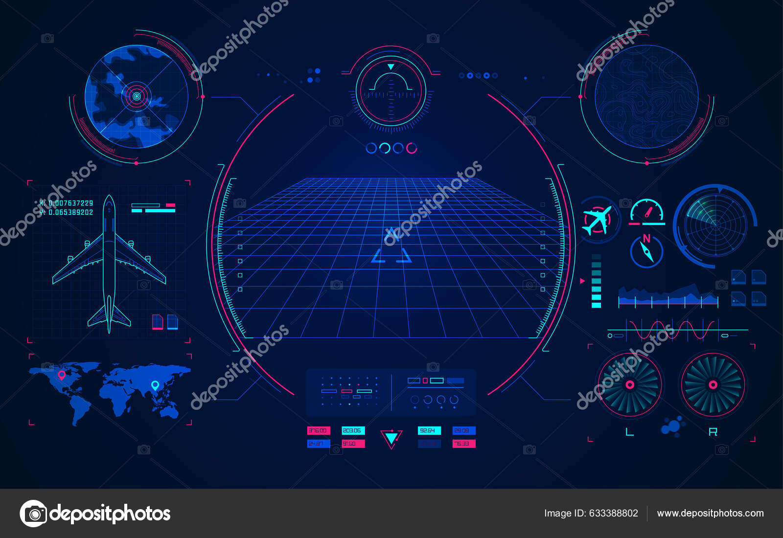 Concept Aviation Technology Graphic Airplane Interface Digital Radar ...