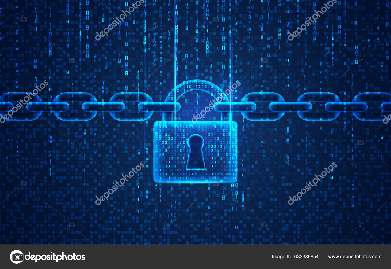 Concept Cyber Security Graphic Padlock Chain Digital Binary Code Background Stock Vector by ...