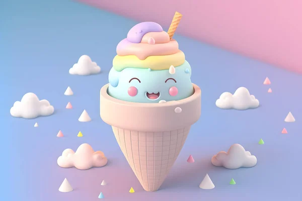 Helados kawaii imágenes de stock de arte vectorial | Depositphotos