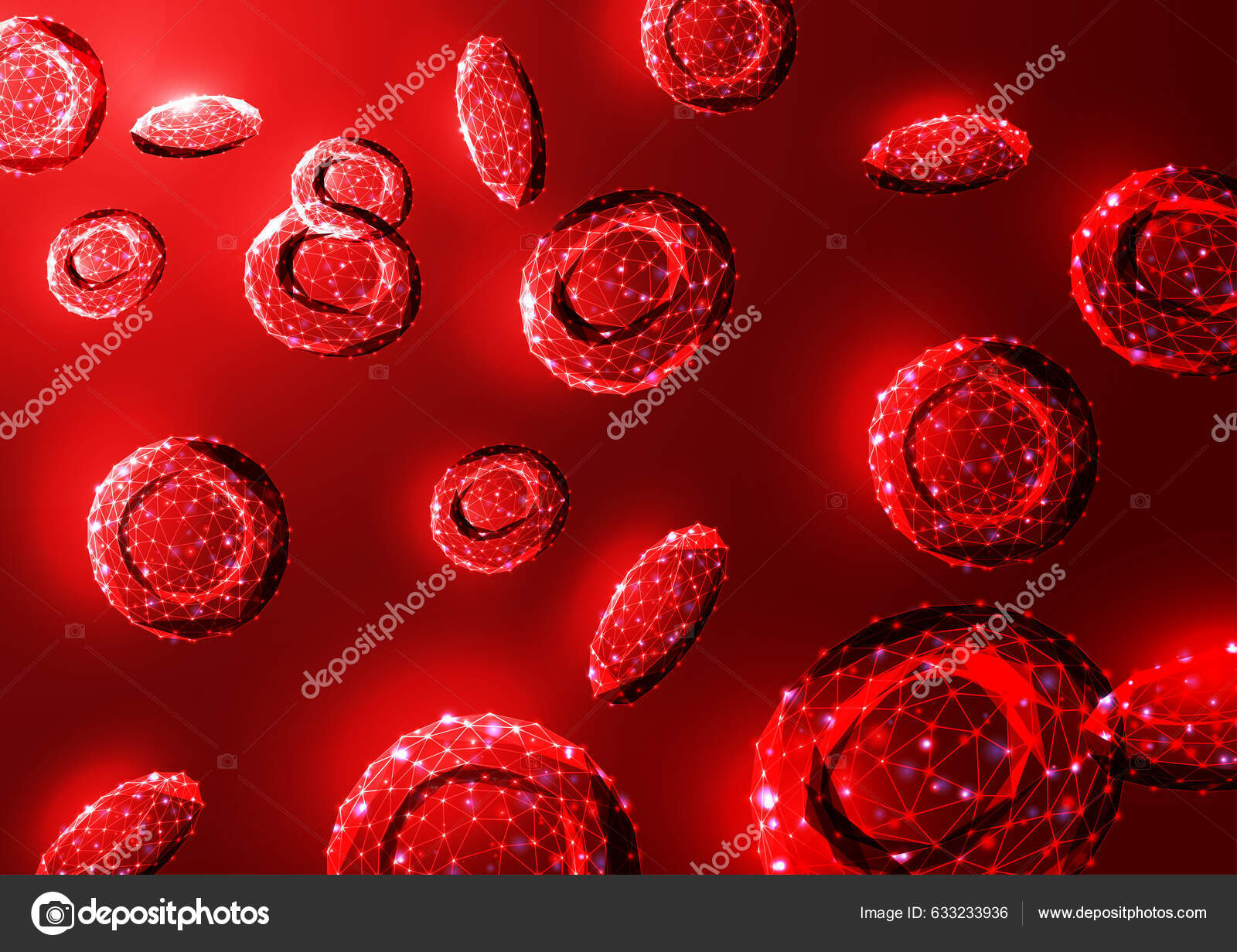 Image vectorielle Futuriste Brillant Faible Polygonale Globules Rouges ...