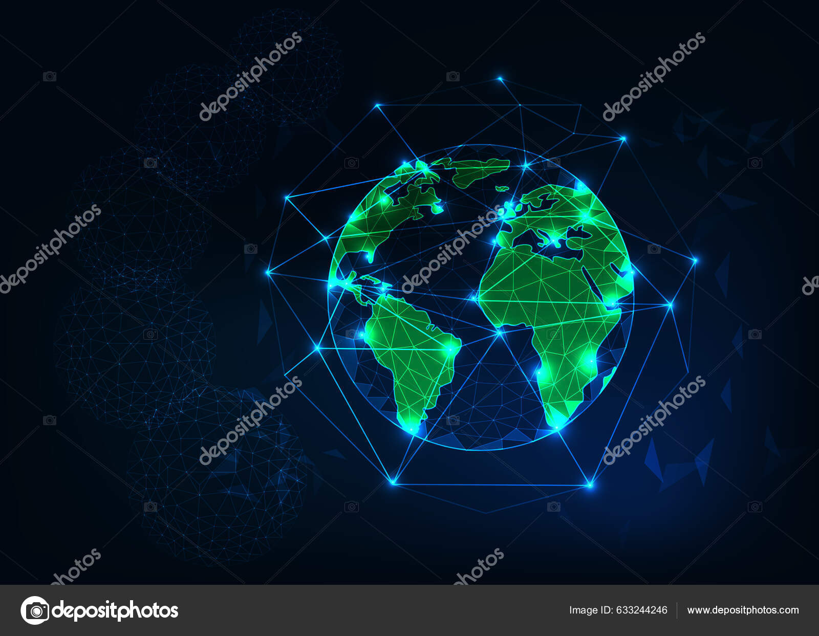 Planet Earth View Space Green Continents Outlines Abstract Background ...