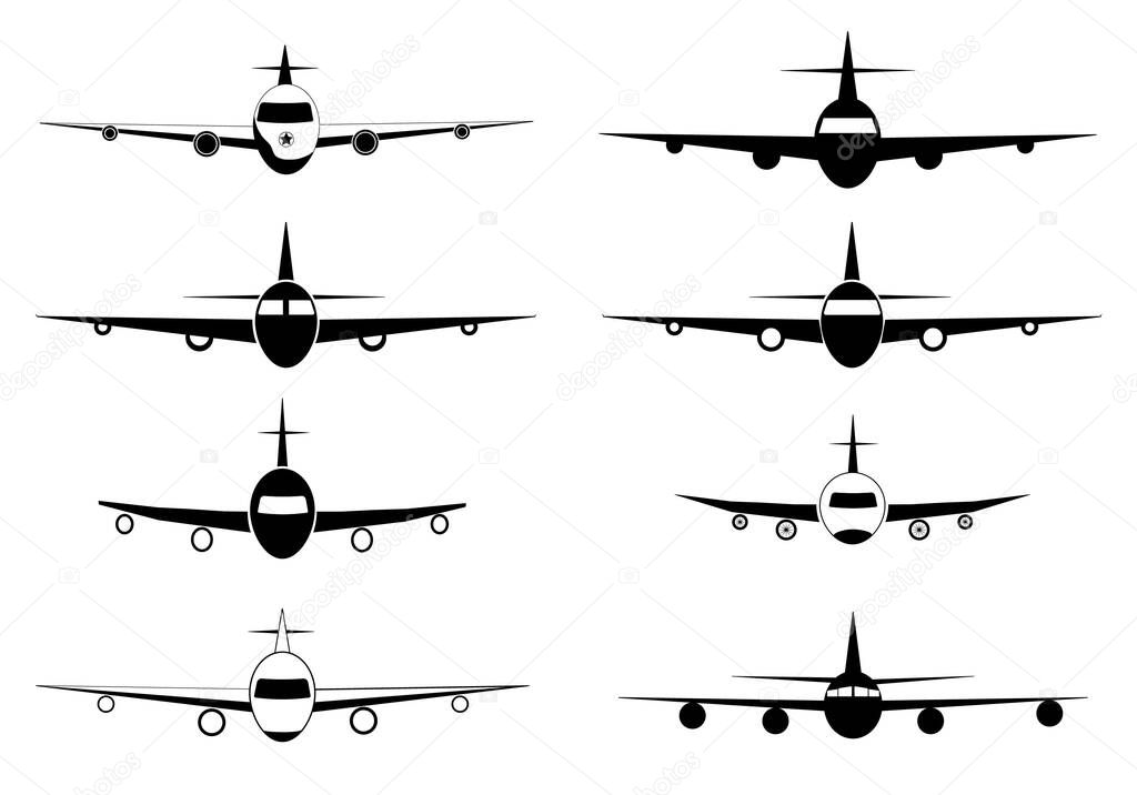 Icono de vector de avión. Set de iconos. Símbolo de transporte ...