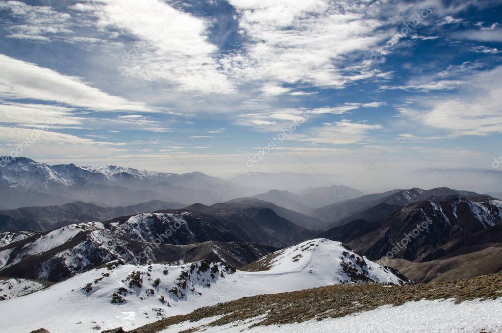 winter in high atlas mountain, Frozen nature, ice and snow, cold ...