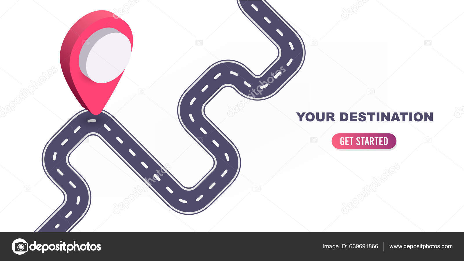 Map Pin Path Destination Marker Road Illustration Stock Vector by ...