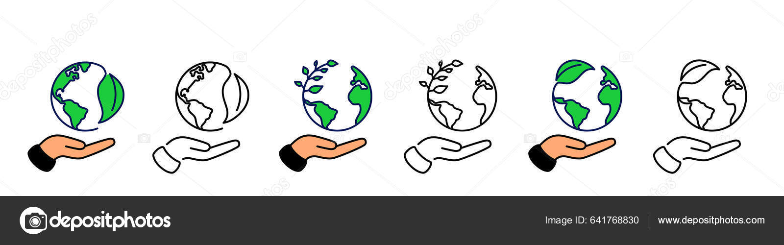 Hand Earth Leaf Icon White Background Illustration Eco Concept Sign ...