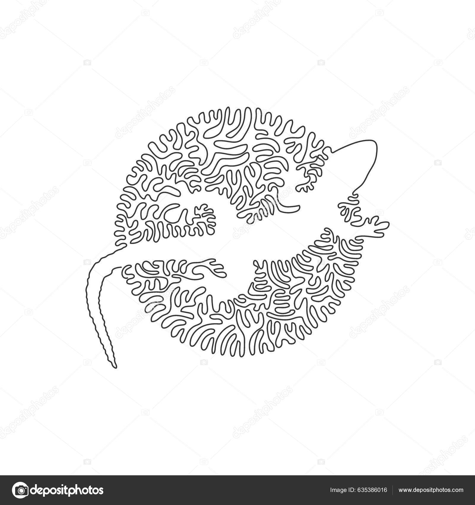 Continuous One Curve Line Drawing Exotic Reptiles Abstract Art Circle ...