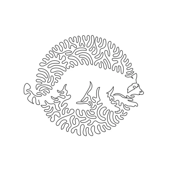 Continuous curve one line drawing of adorable raccoon abstract art in ...