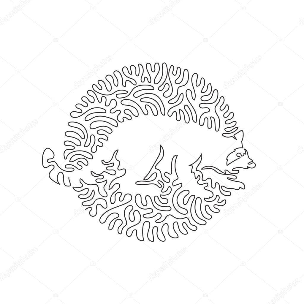 Continuous curve one line drawing of adorable raccoon abstract art in ...