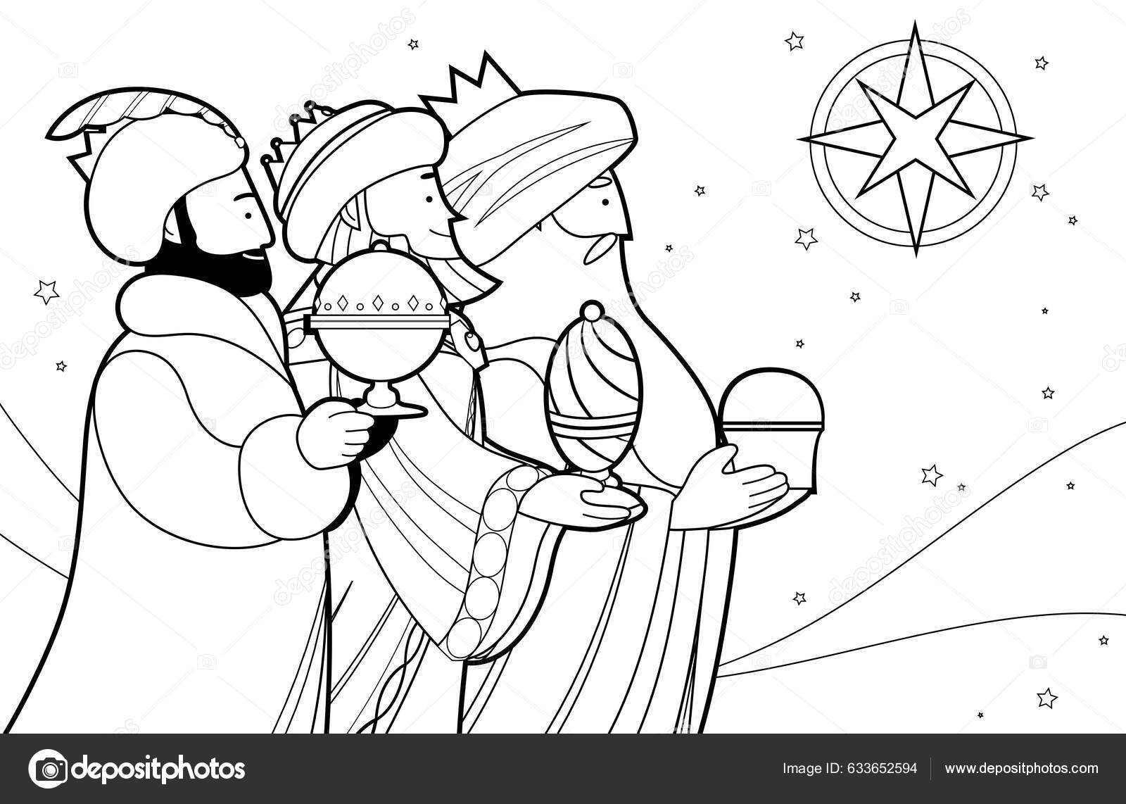 Three Wise Men Coloring Page Sketch Coloring Page