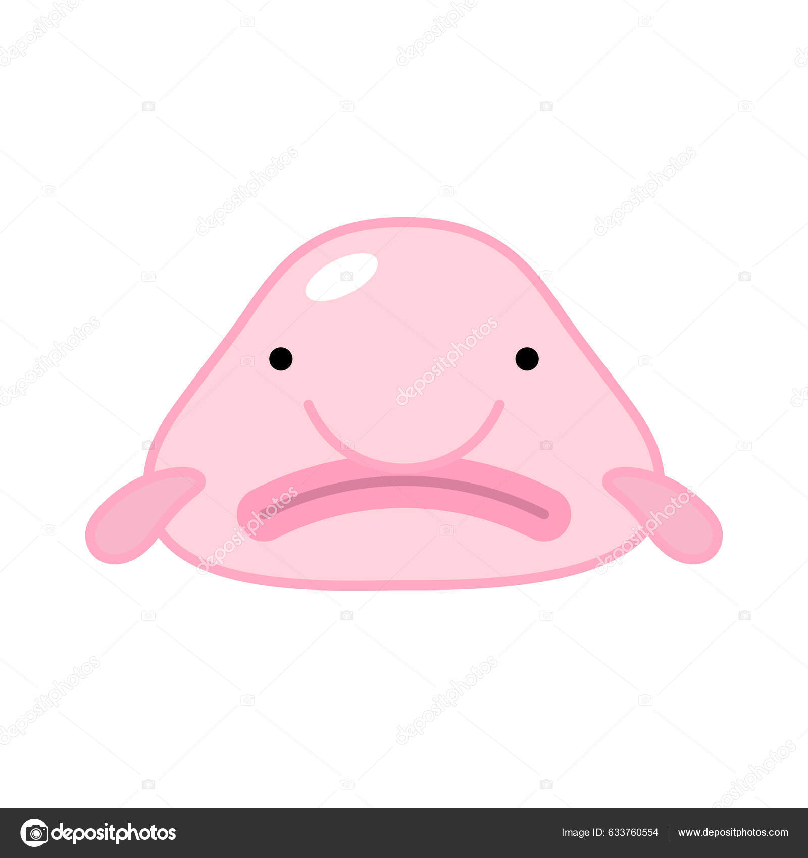 Cute Blobfish Blob Fish Vector Clipart Deep Sea Cartoon Fish Stock ...
