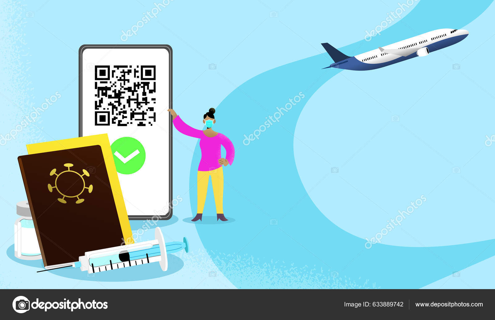 Woman Holding Smartphonew Wearing Surgical Mask Code Screen Concept ...