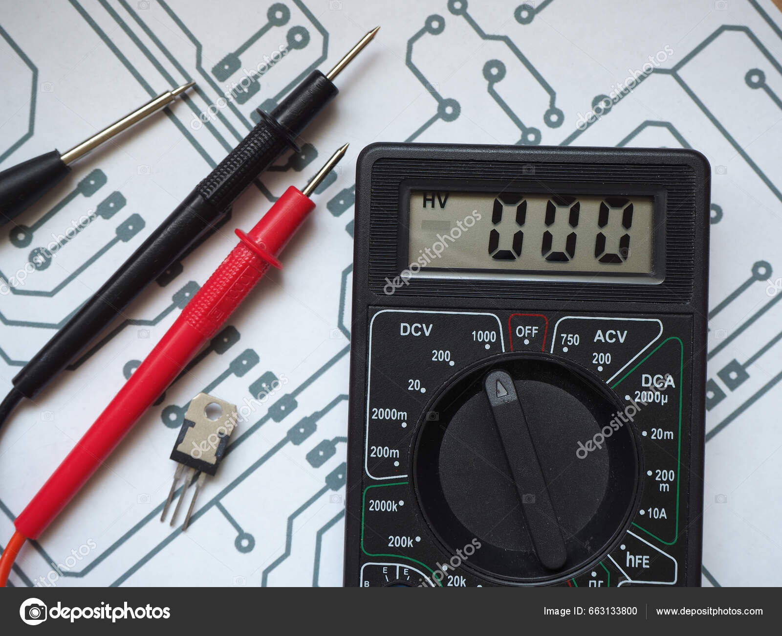 Electric Electronic Engineering Concept Drawing Paper Digital Multimeter — Stock Photo ...