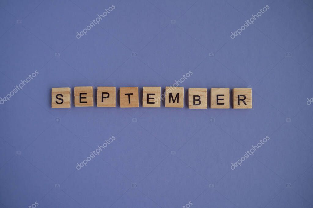 Ninth month of the year September - from isolated letters on wooden ...