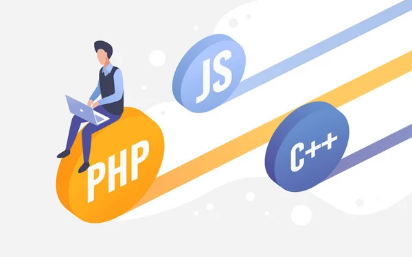 Web Engineering Work Vector Illustration Cartoon Software Engineer Character Programming Stock ...