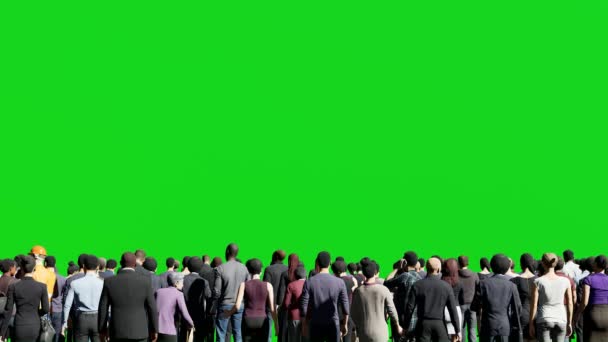 Closeup Back View Crowd Animation Green Screen Background Chroma Key ...