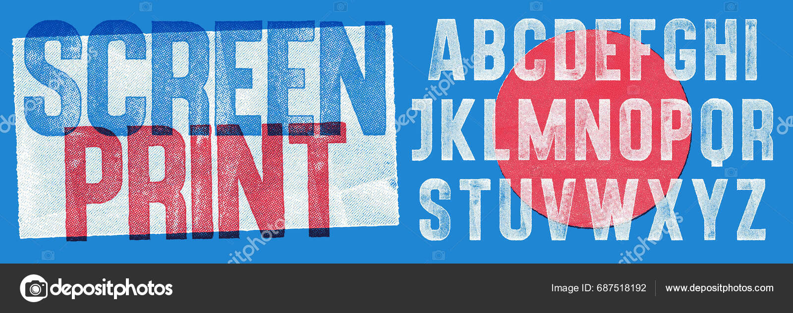 Rough Screen Print Texture Font Bold Condensed Display Font Detailed ...