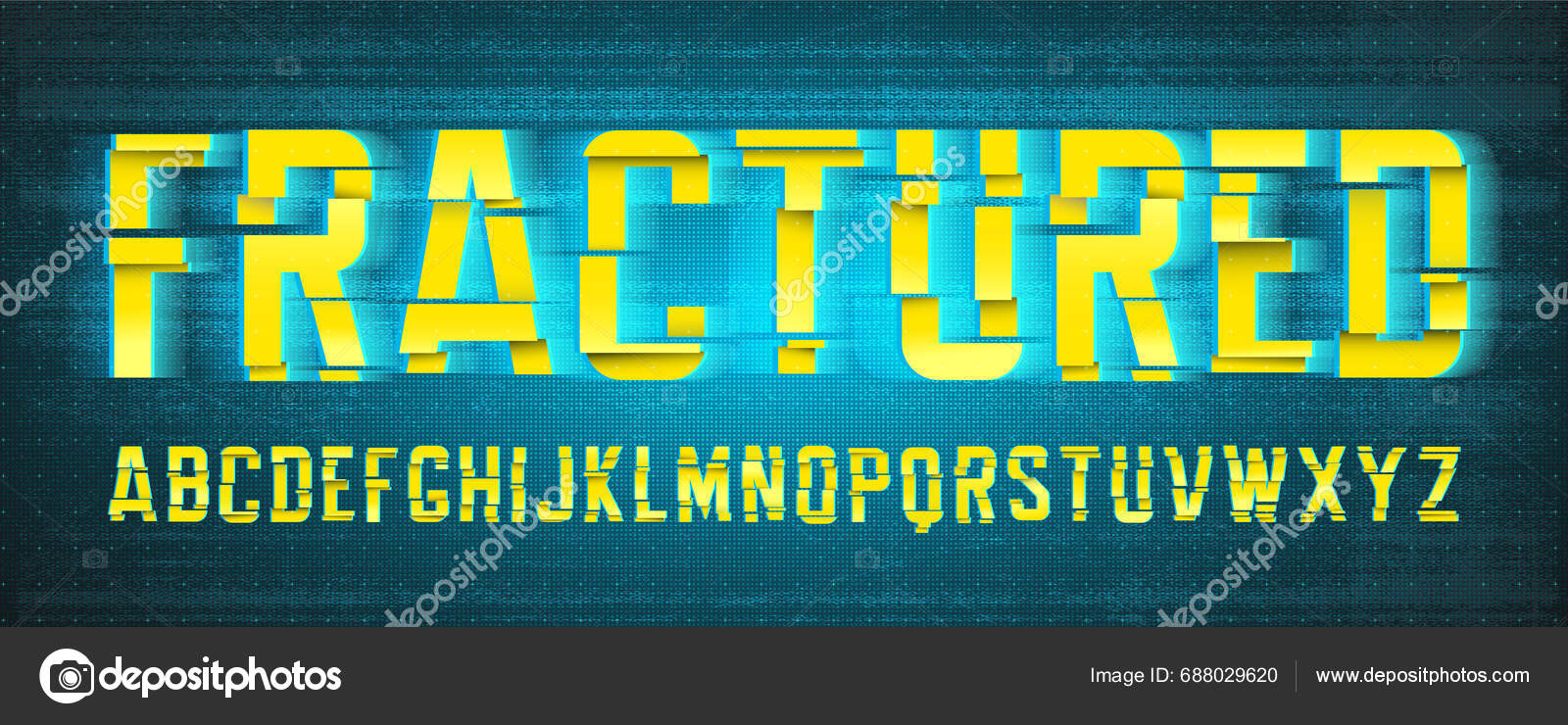 Futuristic Fractured Font Fragmented Font Cyber Punk Theme Stock Vector ...