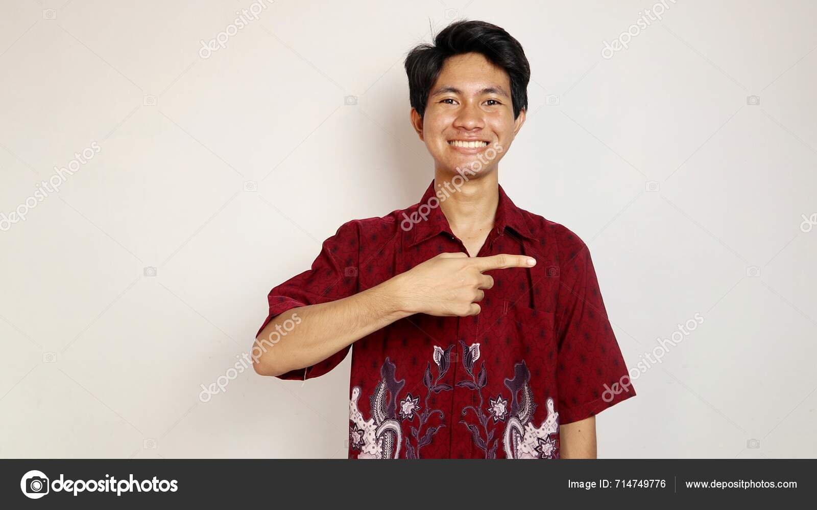 Excited Handsome Asian Young Man Wearing Batik Shirt Smiling Friendly ...
