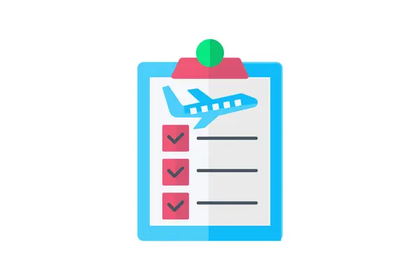 Lista de verificación de viajes Icono plano Icono de viaje y tour ...