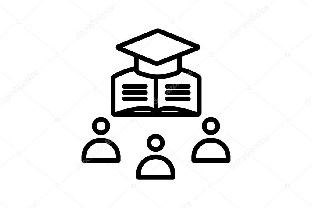 Icono del grupo de estudio, círculo de estudio, equipo de estudio, club ...