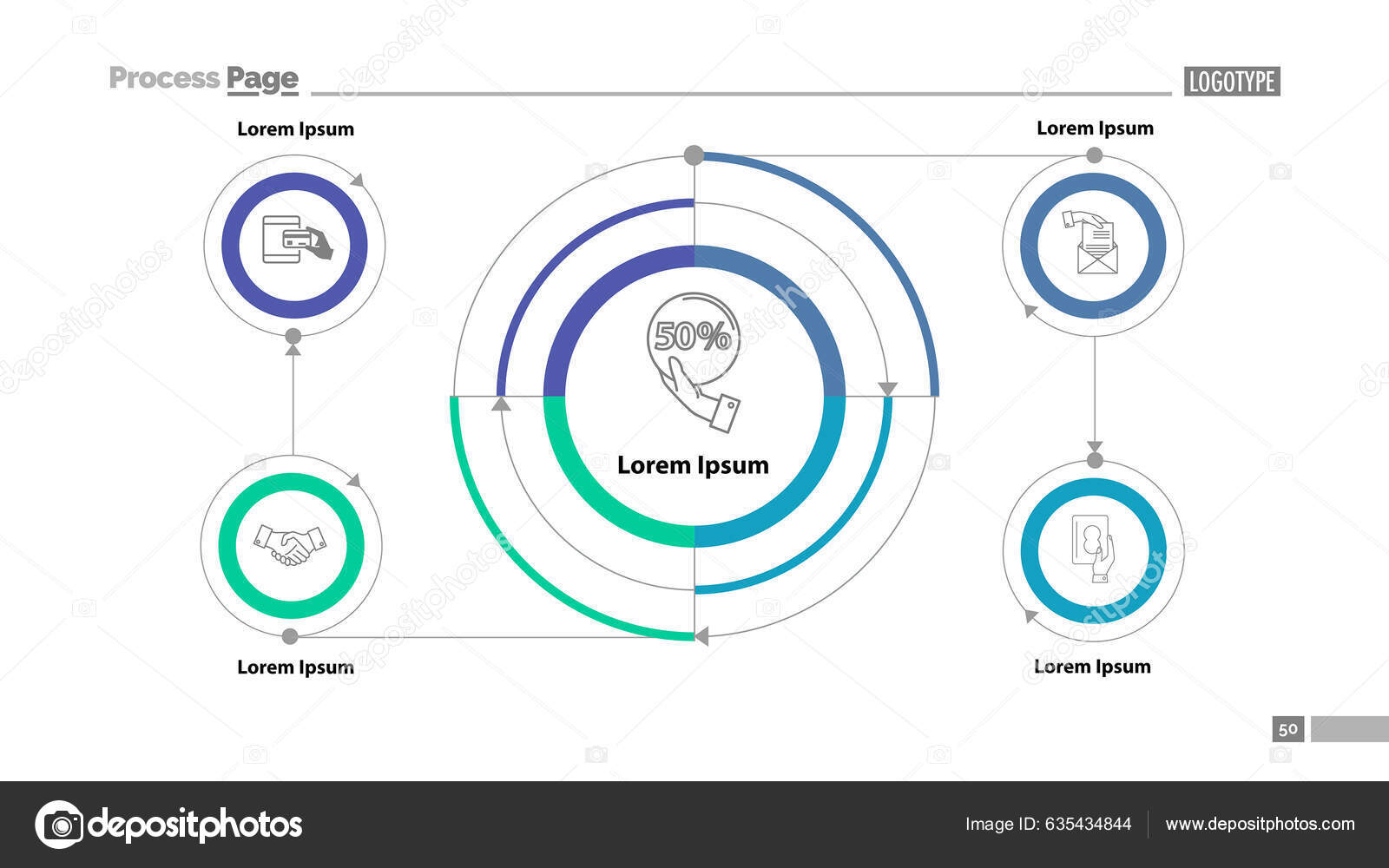 Cyklede Flow Diagram Slide Skabelon Element Diagram Infografik ...