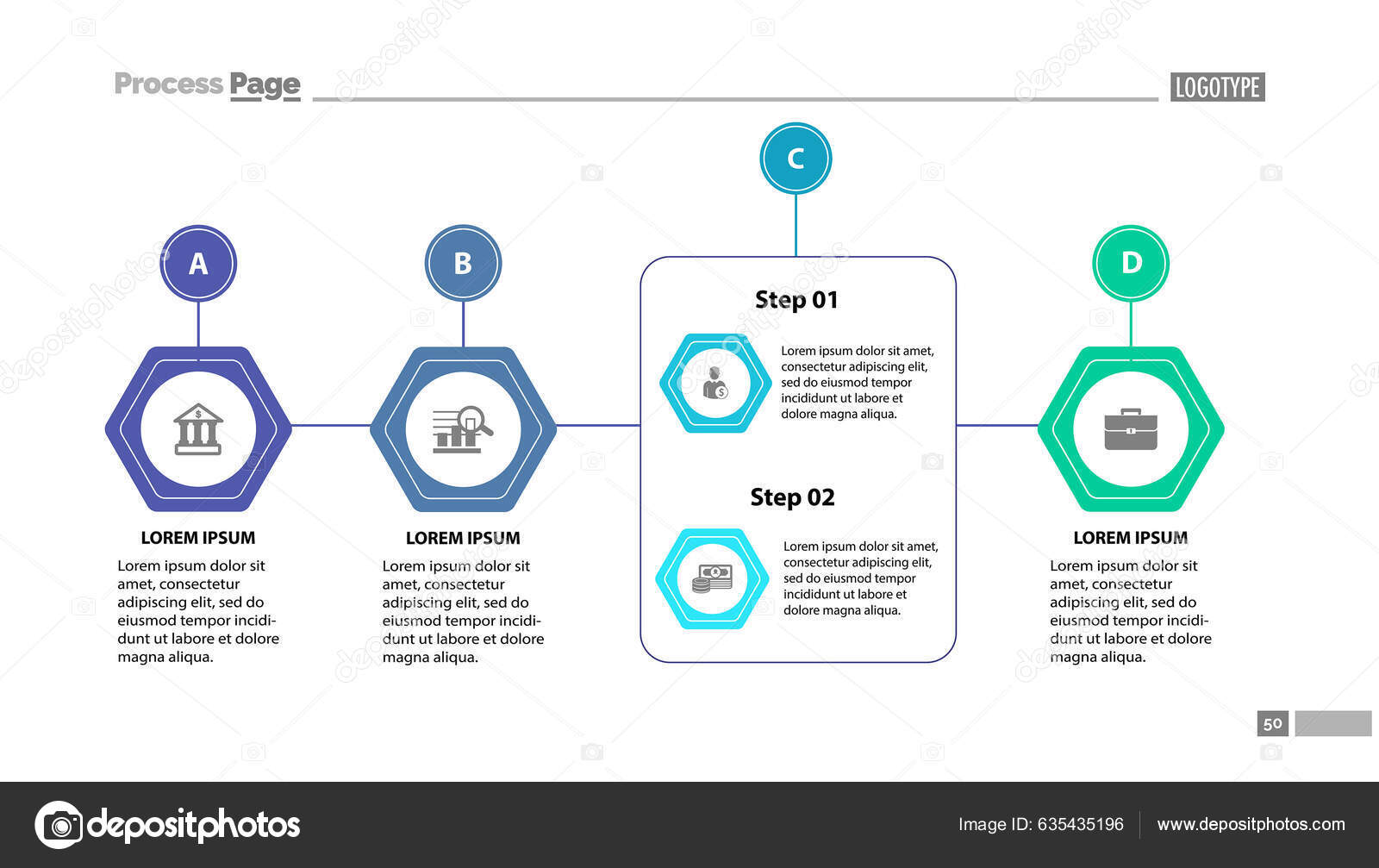 Four Stages Process Chart Slide Template Element Strategy Plan Diagram ...