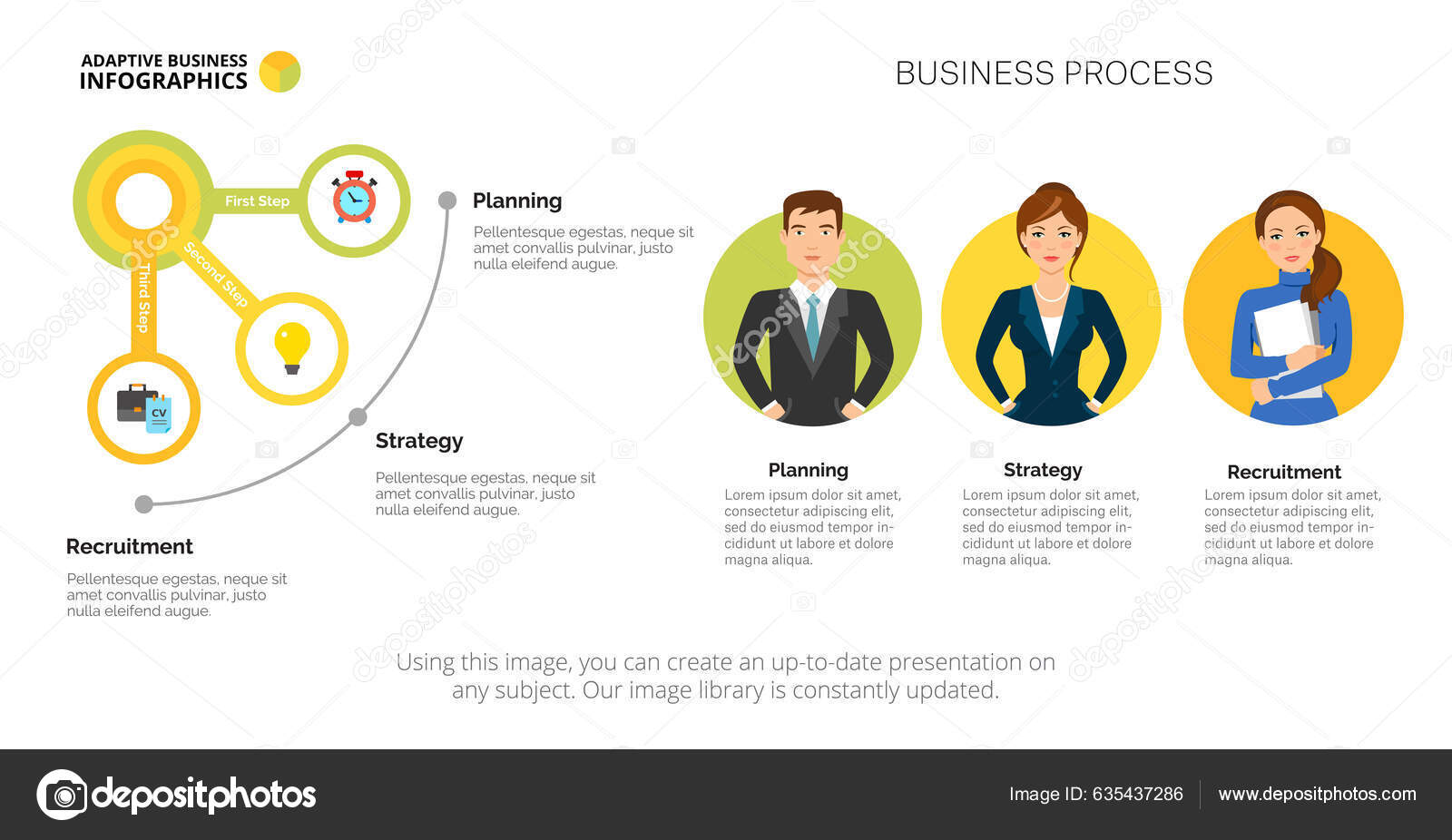 Proces Diagram Med Tre Trin Diagram Rutediagram Skabelon Kreativt ...