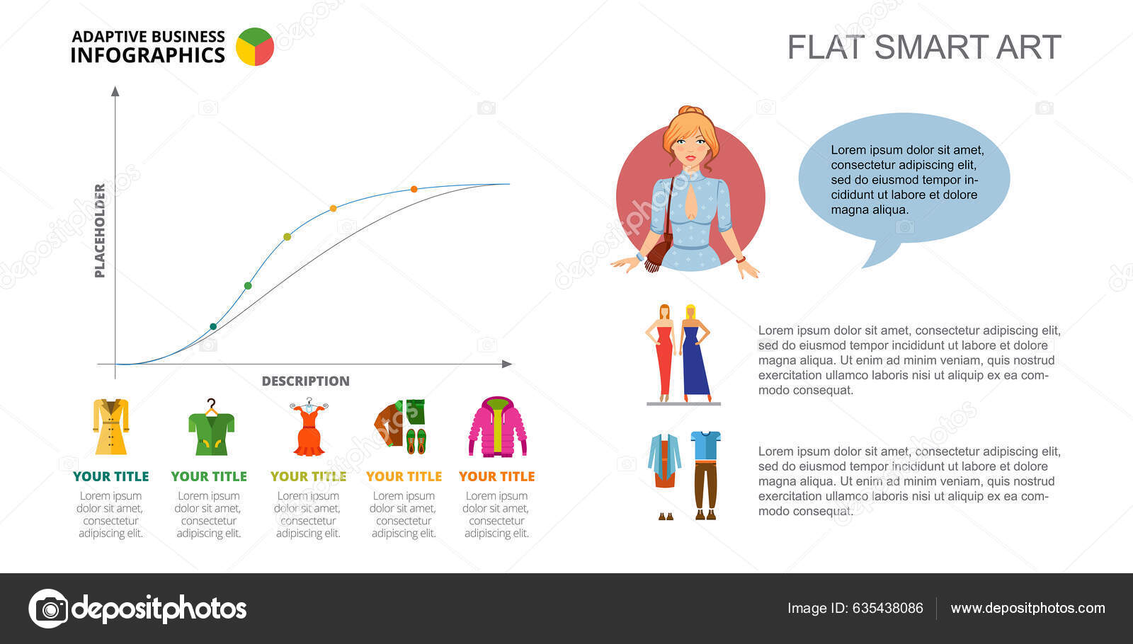 Clothing Line Chart Slide Template Business Data Graph Point Design ...
