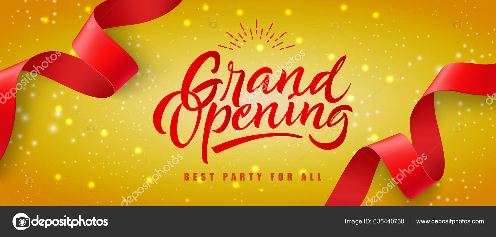 Grand Opening Best Party All Festive Banner Design Red Streamer Stock ...