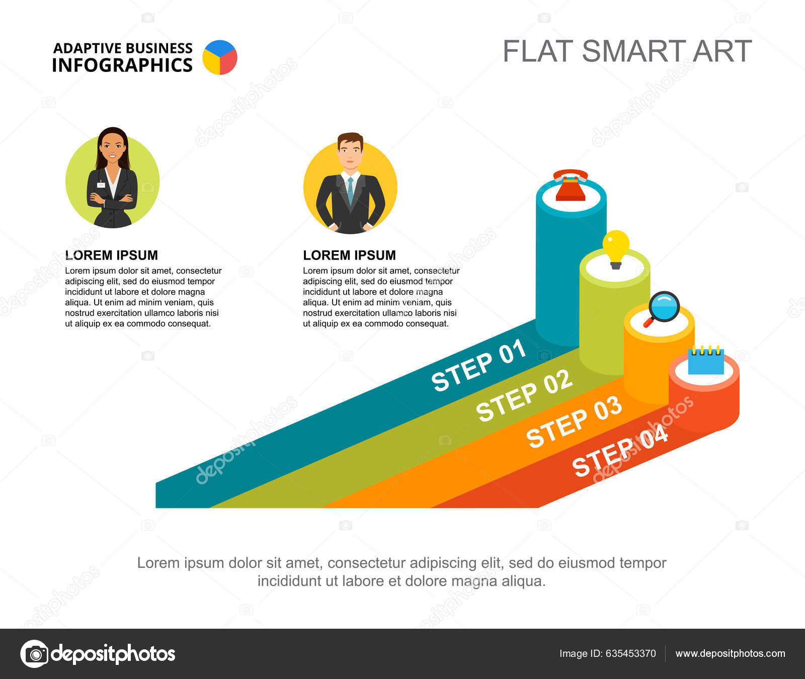 Two Entrepreneurs Process Chart Template Presentation Business Data ...